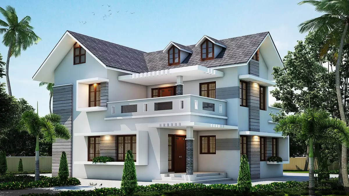 Kerala House Elevation Design 2 Story House Elevation 2050 Sq. Ft.