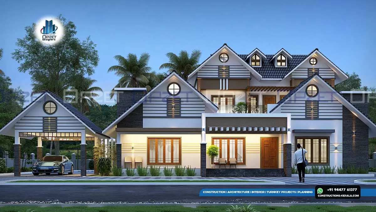 Colonial and Kerala Style Front Elevation for Mr. Sando - Best Construction Company in Angamaly